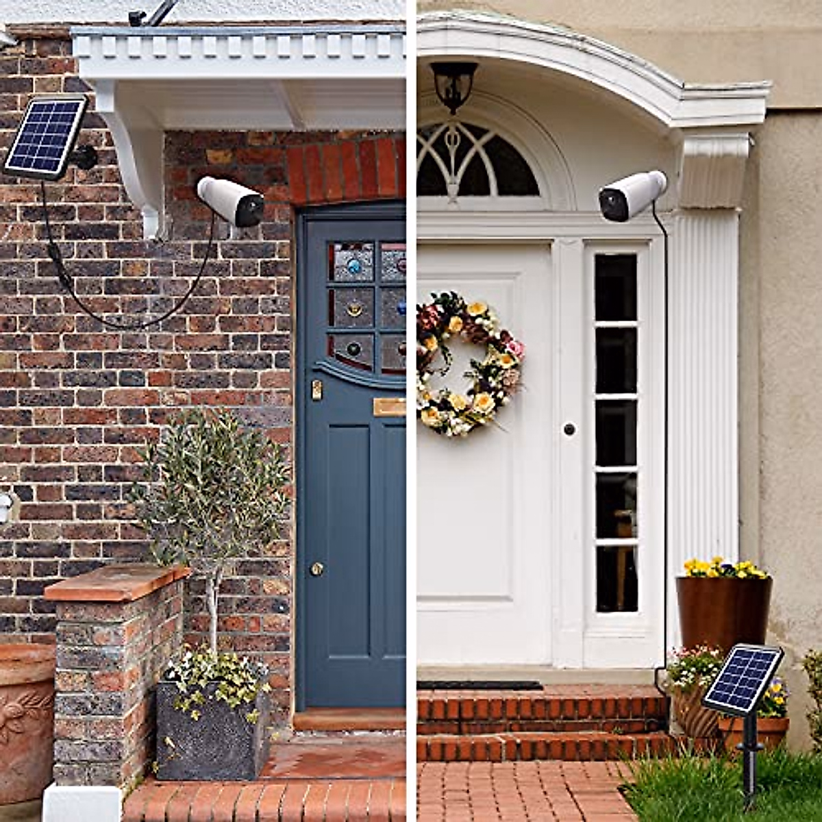 5W Solar Panels Compatible with Eufycam 2/2 Pro/2C/2C Pro/E, Waterproof Solar Powered Battery Charger for EufyCam with Visual LED Indicator, Wall Mounting Bracket Ground Stake -13ft Cable