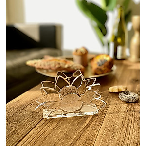 KLIFA- SUNFLOWER Acrylic Napkin Holder, Freestanding Tissue Dispenser, Countertop, Clear