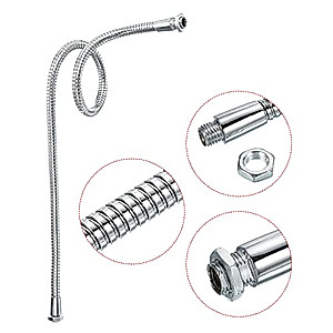 PATIKIL 23.6" Universal Gooseneck Hose, M10/M8 Fine Thread 8mm Metal Bendable Hose Flexible Arm Gooseneck Tube Extension for Multifunction DIY, Silver Tone