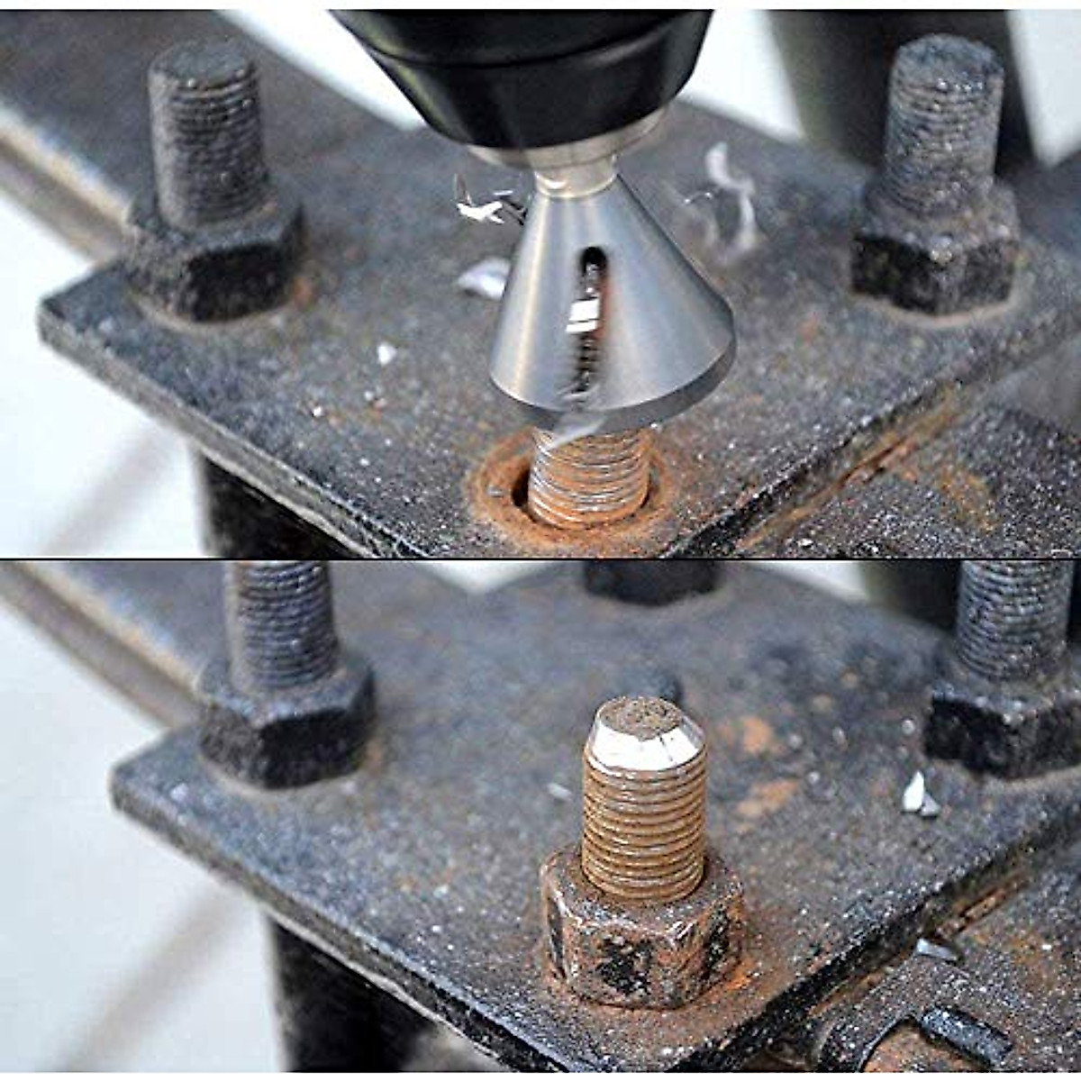 External Chamfer Tool Stainless Steel Remove Burr Tools, 6pcs Countersink Drill Bit, 4 Piece Deburring Metal Wood Drill Bit Set, 90 Degree Center Punch Tool Sets for Wood Quick Change Bit