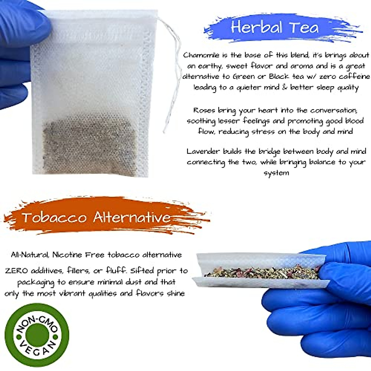 Peace O' Mind Herbal Blend - Chamomile, Red Rose Petals, Lavender | Natural Caffeine Free Tea & Smoke Blend by Tree Fifty Four | 30 Cups