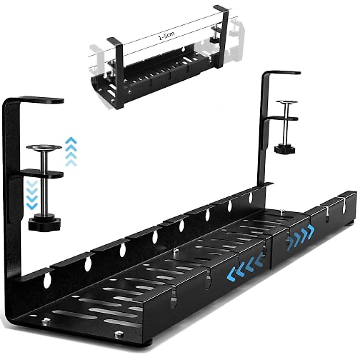 desktop cable management –under desk cable with Adhesive Cable Clips, Cable Hooks, Hook and Loop Cable Holder – Cord Organizer for Desk, Reception, Office – Adjustable Wire Holder (Black)