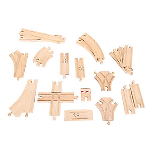 Bigjigs Rail Low Level Train Track Expansion Pack - 25pc Wooden Train Track for Train Sets , Quality Bigjigs Train Accessories , Compatible with most major Wooden Railway Brands