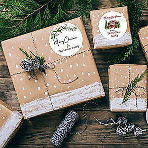 NCTY Personalized Merry Christmas Stickers - Custom Round Favor Stickers-Christmas Gift Wrap Labels-Gift Name Labels (Pattern 6)