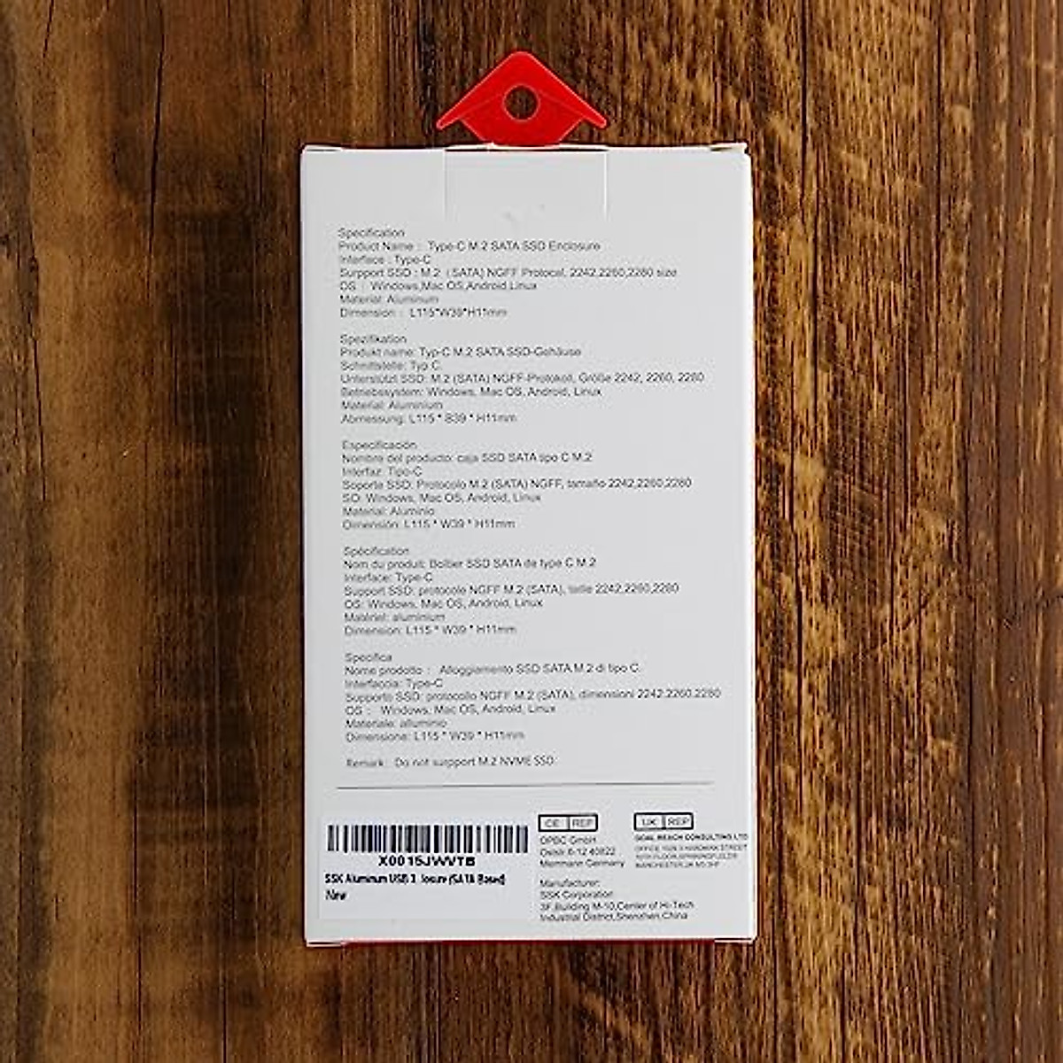 SSK Aluminum USB 3.2 Gen 1 to M.2 SATA NGFF SSD Enclosure Adapter, External SATA Based M.2 Solid State Drive Enclosure Reader (for M.2 SATA SSD only)