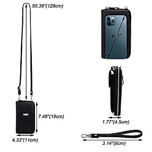UTO Crossbody Cell Phone Bag for Women Vegan Leather Wristlet Wallet Purse Card Cash Holder