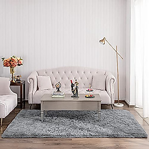 Guucha Premium Fluffy Area Rug, 5x7 Feet Soft and Fuzzy Shag Rugs for Boys Girls, Cozy Carpet for Bedroom Living Room Nursery with Strong Backing, Grey