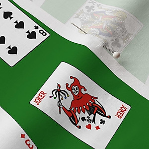 Spoonflower Fabric - Playing Cards Green Deck Card Game Poker Casino Printed on Petal Signature Cotton Fabric Fat Quarter - Sewing Quilting Apparel Crafts Decor