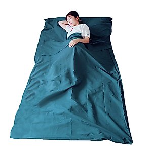 Cicilin Sleeping Bag Liner, Lightweight Travel Sheet Adults Camping Sleep Bag Prevent Dirty, Sleeping Sack for Camping, Traveling, Hotels, Backpacking (Blue Green) 115 * 210cm