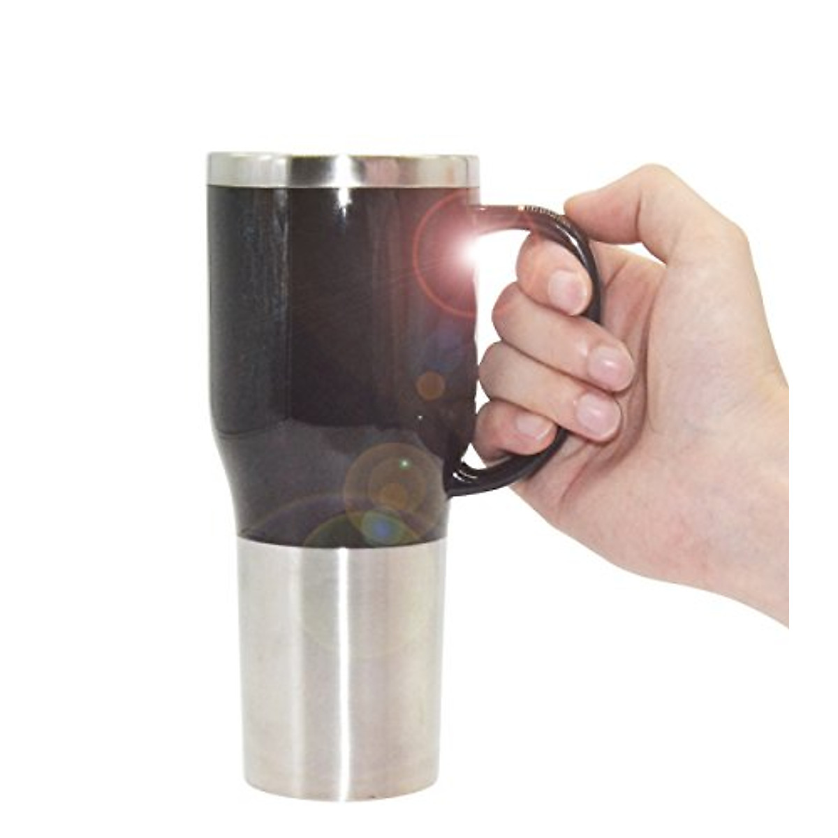 Hot Water Heater Mug for Car - Car Electric Kettle Heated Stainless steel Portable Cigarette Lighter Heating Cup Coffee Cup with Charger for Outdoor Students 12 Volt 450ML 50W, CA107 Black