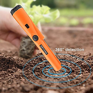 Metal Detector Pinpointer, Professional Waterproof Handheld Pin Pointer Wand, Search Treasure Pinpointing Finder Probe with 9V Battery and LED for Adults, Kids - Orange
