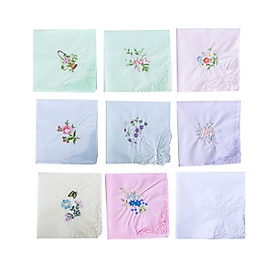 CoCoUSM Womens Handkerchiefs Lace Embroidered Cotton Handkerchiefs Bulk