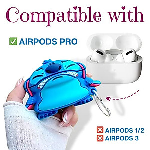Stitch AirPods Pro Case Soft Silicone Shockproof Cover for Apple Airpods Pro 3D Cute Cartoon Creative Fun Stitch Airpod Case with Keychain Design for AirPods Pro Charging Case