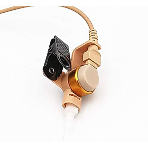 JUYODE Acoustic Tube Earpiece Security Surveillance Headset for Baofeng uv 5r BF-888S Kenwood 2 Pin Walkie Talkie Radio Law Enforcement with Mic PTT - Beige