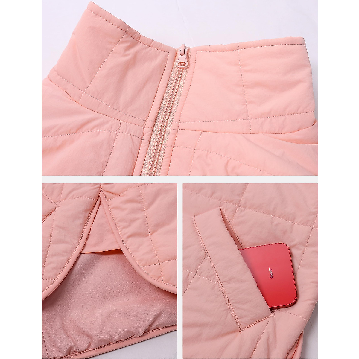 AMEBELLE Women’s Quilted Oversized Puffer Jacket Lightweight Zip Up Winter Warm Coat Outerwear with Pockets(2612-Pink-XL)