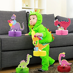 Leinuosen 9 Pcs Dinosaur Party Honeycomb Centerpieces Girls Dinosaur Center Piece for Table Decorations 3D Table Toppers Birthday Party Supplies for Baby Shower Decor Props