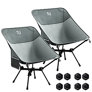 TIMBER RIDGE Camping Chairs 2 Pack, Ultralight Compact Portable Folding Chair with Side Pockets Packable Lightweight for Camping Backpacking Hiking Beach Grey