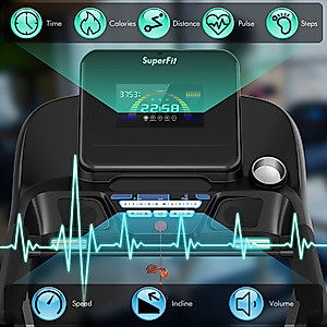 GYMAX Folding Treadmill, 4.75HP Auto Incline Treadmill with LED Monitor, Blue Tooth Speaker, App Control, 20 Preset Programs & Pulse Grip, Foldable Running Walking Jogging Machine for Home Gym