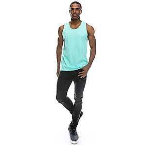 JC DISTRO Mens Premium Cotton Athletic Active Sports Jersey Tank Top Mint Large