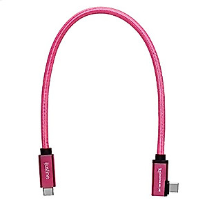 KONDOR BLUE X iJustine Pink Braided USB-C to USB-C Right Angle | USB 3.1 Gen 2 | 10Gb/s Data Transfer Speeds | 100W Charging | 1FT