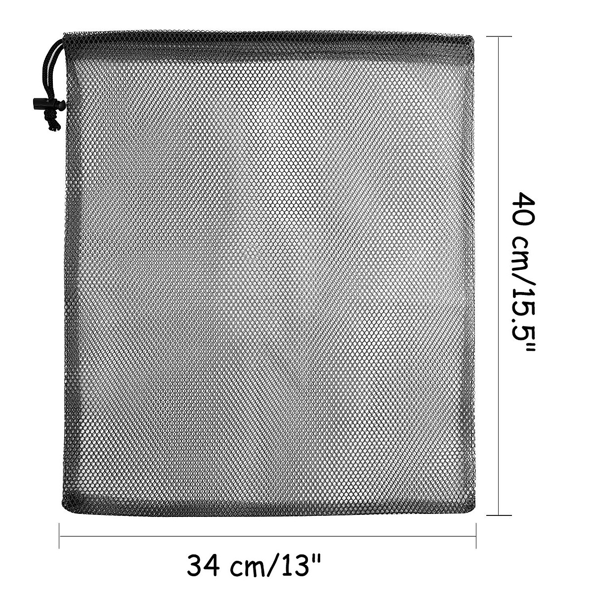 KUUQA 10 Pcs Mesh Drawstring Bag,Laundry Bag,Mesh Stuff Sack,Golf Ball Bag,Nylon Mesh Bag for Storage,Travel and Sports (Black, 13"x15.5")