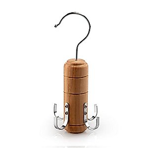 SUNTRADE Wooden Belt Tie Rack Scarf Hanger for Closet，for Belts Tie Scarves Tank Top and Jewelry (1, 4 Hooks)