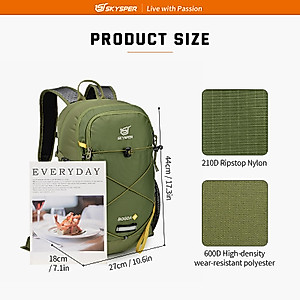 SKYSPER Small Hiking Daypack, 20L Lightweight Travel Backpacks Day Hike Pack with Waist Strap for Women Men