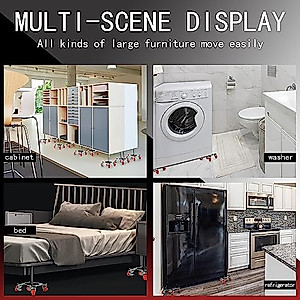 【Upgrade Large】Furniture Dolly & Furniture Rollers Mover with 5 Wheels, Carbon Steel Panel Furniture Lifter Set Up to 2200LBs, for 360° Rotation Shifting Moving Heavy Duty Refrigerator, Sofa, Cabinet