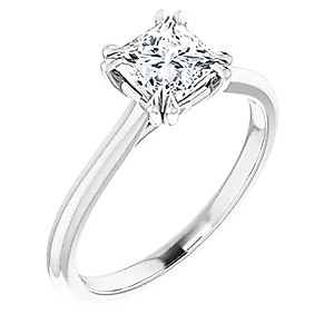 925 Silver, 10K/14K/18K Solid Gold Moissanite Engagement Ring, 1.5 CT Princess Cut Handmade Solitaire Ring, Diamond Wedding Ring for Women/Her Anniversary Propose Gifts, VVS1 Colorless