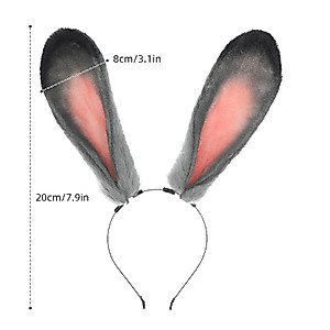 JUNBOON Handmade Fur Rabbit Ears Headwear Women Men Cosplay Costume Party Cute Head Accessories for Halloween