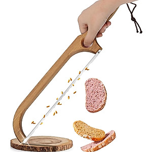 WENNXI Sourdough Bread Knife, 16" Wooden Serrated Bread Slicer Gift for Friends Fiddle Bow Design Easy to Cutting, Sourdough Cutter for Homemade - Premium Stainless Steel