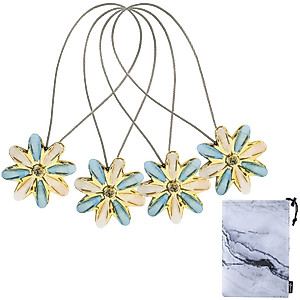 Cosmos 2 Pairs Curtain Tiebacks Flower Curtain Clips Decorative Drapery Holdbacks with 1 Pc Marble Pattern Storage Bag