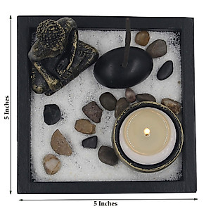 DharmaObjects Mini Zen Garden Buddha Statue Candle and Incense Holder Complete Set Home Décor Gift