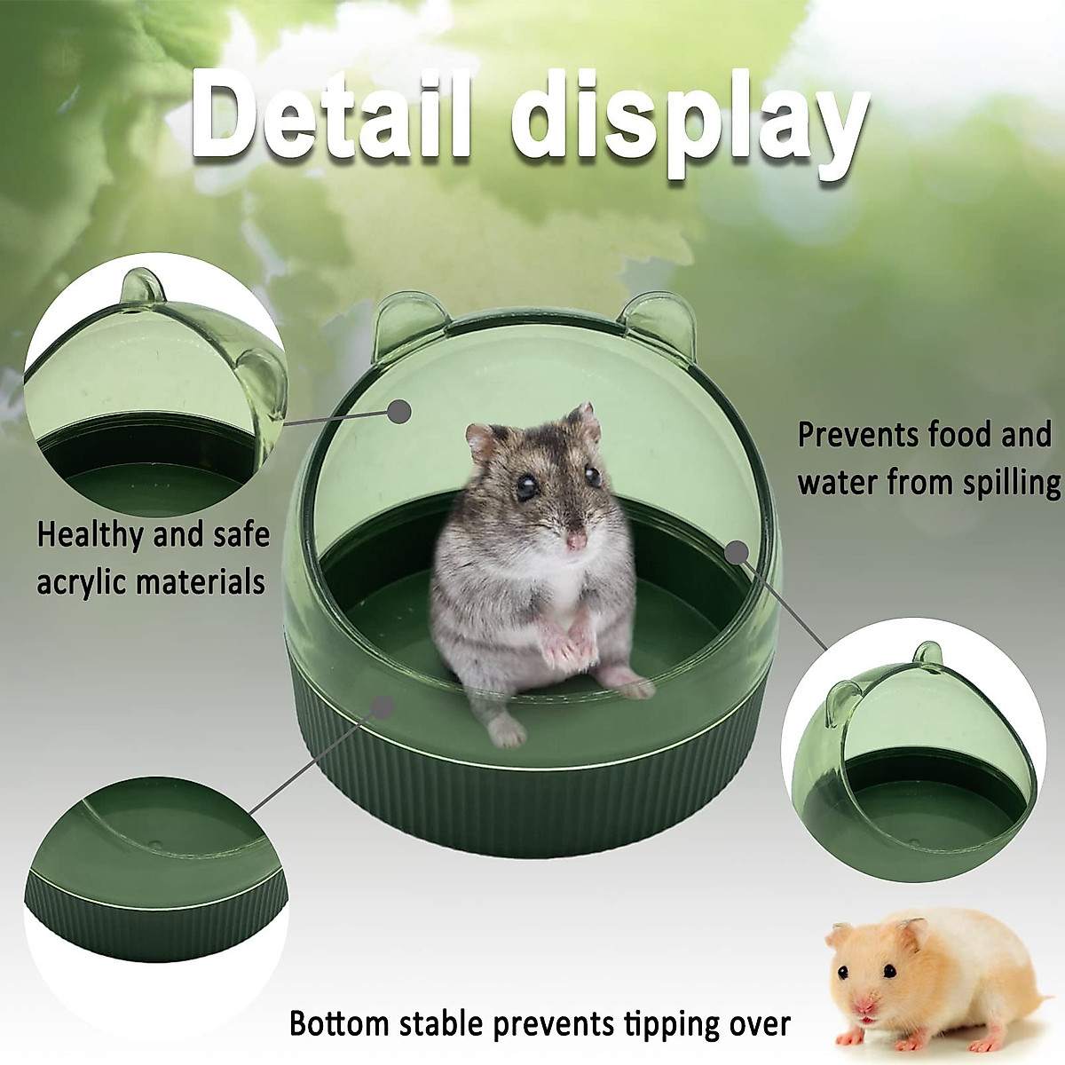 Hamster Food Bowl Acrylic Feeder Small Animal Water Dish and Feeding Bowl Prevent Tipping Moving for Hamster Gerbil Rat Dwarf Hamster Syrian Hamsters