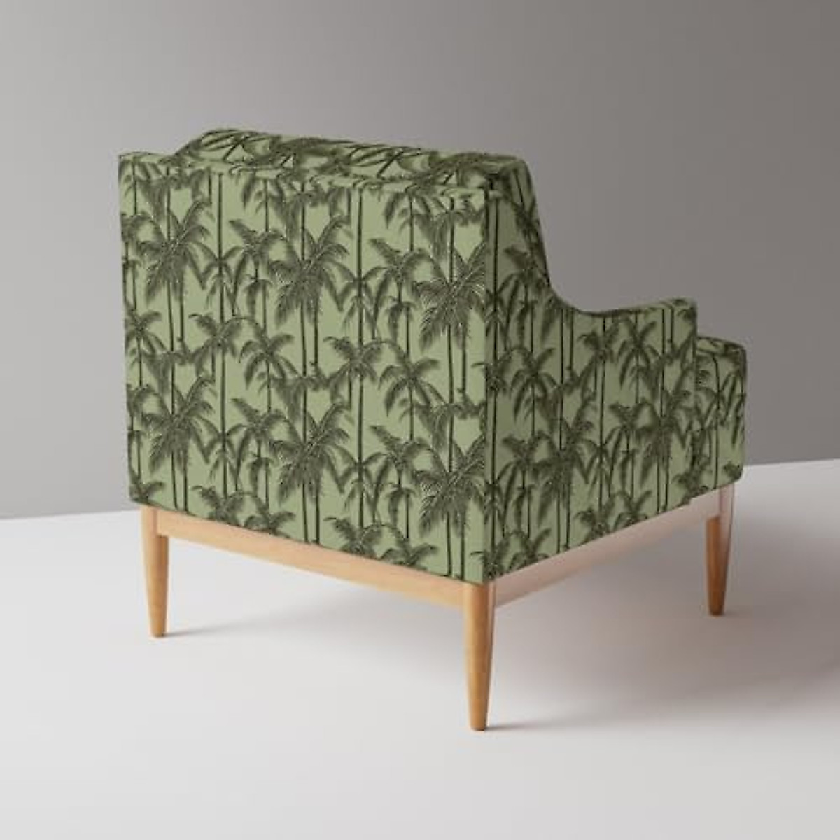 Spoonflower Fabric - Boho Tropical Resort Chic Palm Tree Monochrome Beach Green Modern Printed on Performance Linen Fabric by The Yard - High-end Upholstery Linen Fabric Look