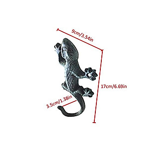 Wall Mount Cast Iron Gecko Shaped Hook Coat Hat Clothes Hanger/Cast Iron Decorative Wall Hook - Gecko Hook Hanger Holder Coat Apron Hat Towel Wall Hook, Wall Hanging Decoration Hook