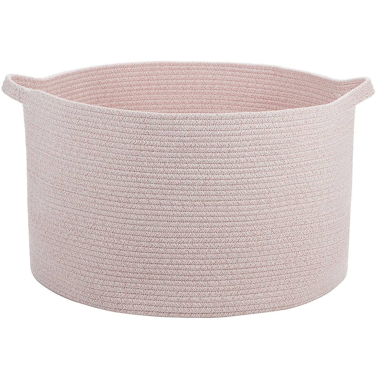 Pink Storage Basket - 22”x14” | Baby Girl Laundry Basket | Toy Bin | Woven Baskets for Storage | Fabric Laundry Baskets for Storage