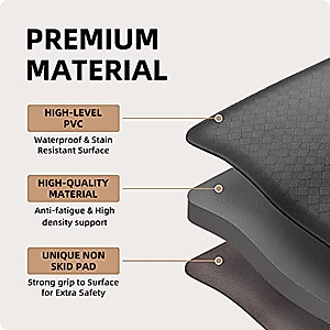 KOKHUB Kitchen Mat,1/2 Inch Thick Cushioned Anti Fatigue Waterproof Kitchen Rug, Comfort Standing Desk Mat, Kitchen Floor Mat Non-Skid & Washable for Home, Office, Sink,17.3"x28"- Black