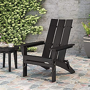 Christopher Knight Home Aberdeen Outdoor Contemporary Acacia Wood Foldable Adirondack Chair, Black