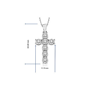 NATALIA DRAKE 1/10 Cttw Diamond Christian Cross Necklace for Women in Rhodium Plated 925 Sterling Silver Color J-K/Clarity I3