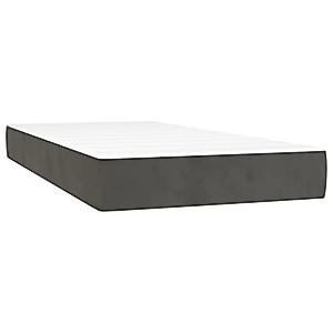 vidaXL Box Spring Bed with Mattress Home Bedroom Mattress Pad Single Bed Frame Base Foam Topper Furniture Dark Gray 39.4"x74.8" Twin Velvet