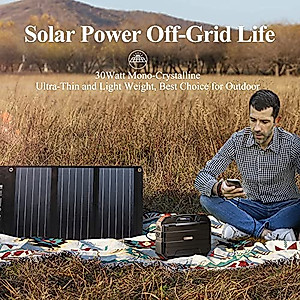 BLAVOR Portable Solar Panel, 30W Solar Panel Charger Compatible with Solar Generators, iPhone, Ipad, Laptop, Solar Battery Charger with QC3.0 24W & DC18V1.6A Output for Outdoor RV Camping