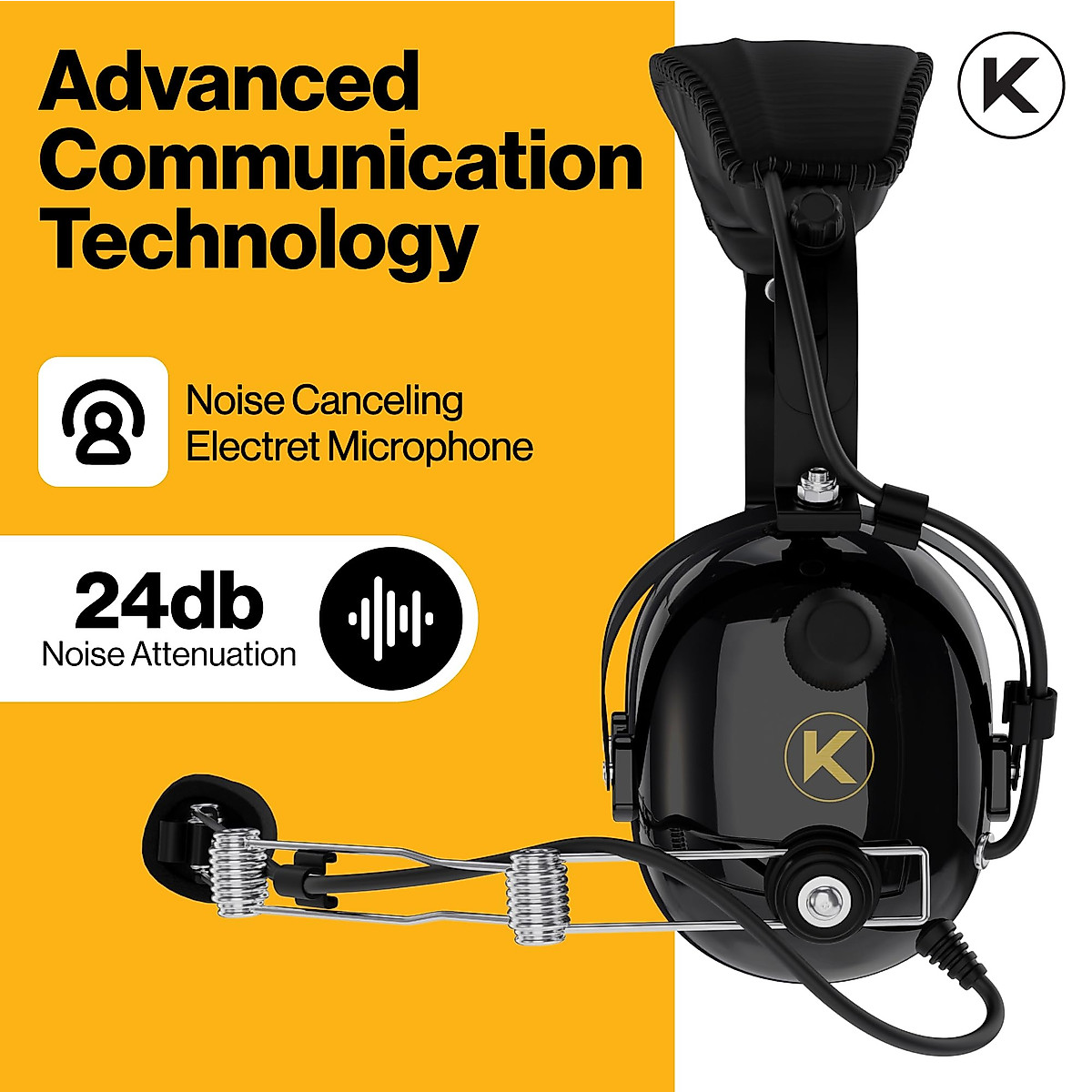 KORE Aviation P1 General Aviation Headset for Pilots | Mono, 24 db Passive Noise Reduction Rating, Noise Canceling Microphone, Acoustic Foam Ear Cups, AUX Port for MP3 Music Input with GA Dual Plugs