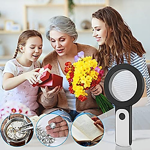 Magnifying Glass with 18LED Lights, 30X Handheld Large Illuminated Magnifier, Reading Magnifying Glass with for Seniors Read, Coins, Stamps, Map, Inspection, Macular Degeneration (Black
