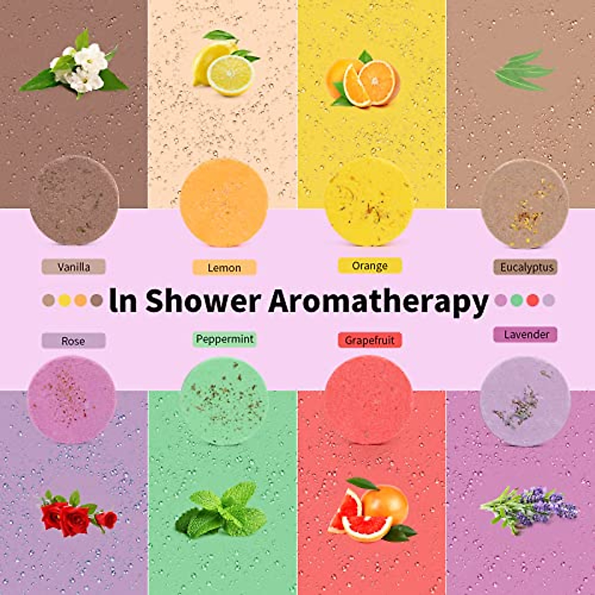 Shower Steamers, Shower Bombs Aromatherapy Relaxing Gift for Women, 8Pcs Essential Oil Bath Bomb Scent Steamer Fizzies for Mom Female Friends Christmas Valentines Mothers Day Ideas Set