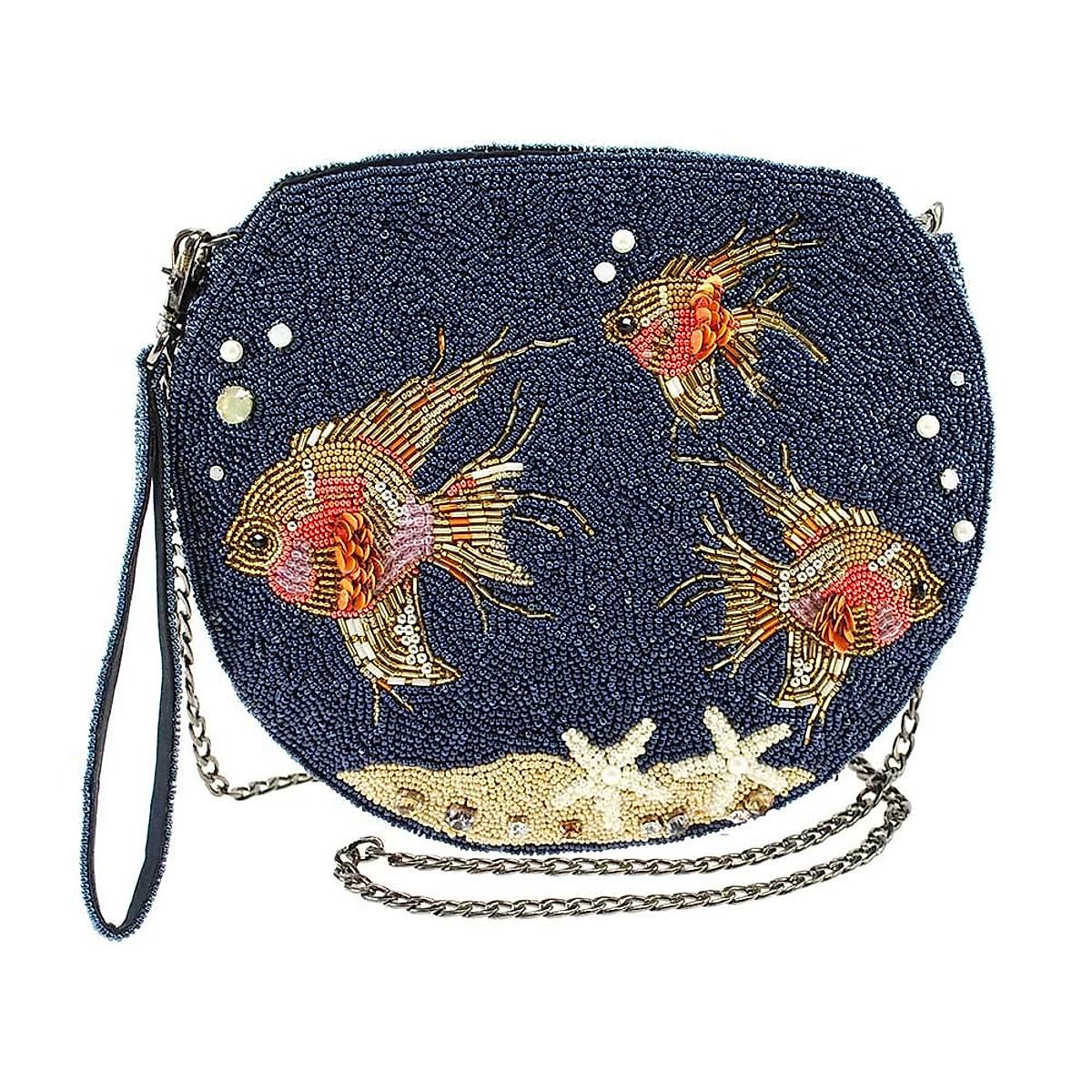 Mary Frances No Filter Goldfish Bowl Beaded Crossbody Handbag, Blue