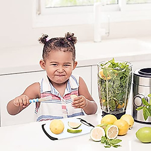 KUFUNG Kitchen Kids Cutting Board - Juice Grooves with Easy-Grip Handles, Non-Porous, Dishwasher Safe (S, Black)