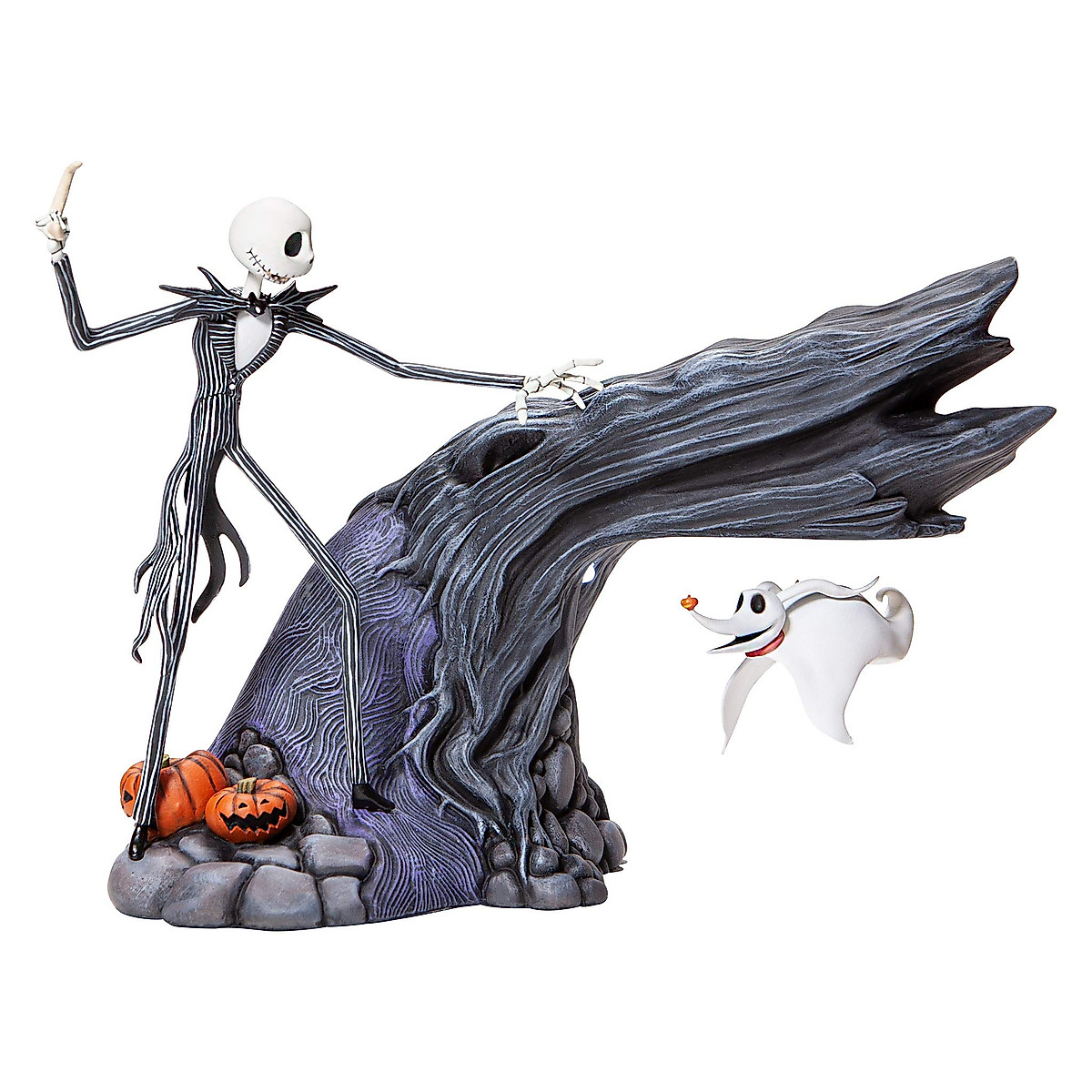 Enesco Grand Jester Studios LEVITATION Nightmare Before Christmas Jack Skellington and Zero LED Lit Statue Figurine, 8.25 Inch, Multicolor