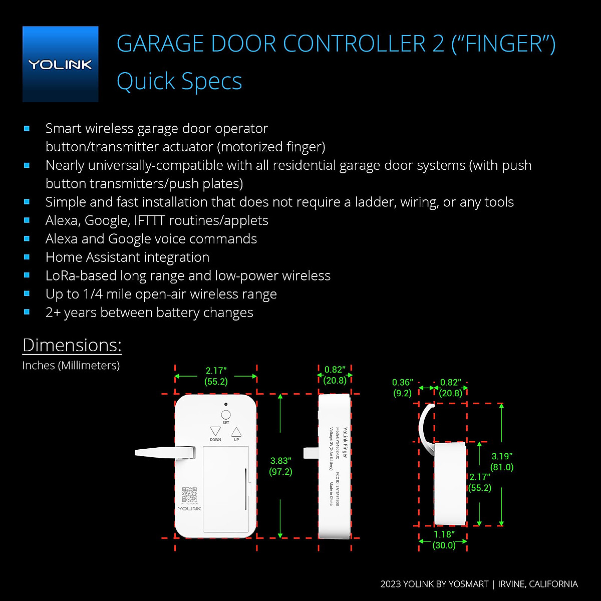 YoLink Smart Garage Door Solution Kit - Convert Any Garage Door to Smart in Seconds! Battery-Powered, No-Wires, No-Tools Super-Easy Installation. Compatible with Alexa & IFTTT