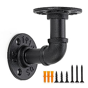 1/2" Industrial Pipe Shelf Bracket, Wall Mounted Floating Shelf Bracket, Heavy Duty Metal Shelves Brackets Decorative Rustic DIY Shelving Bracket, Set of 6 (3.3 x 3.3)